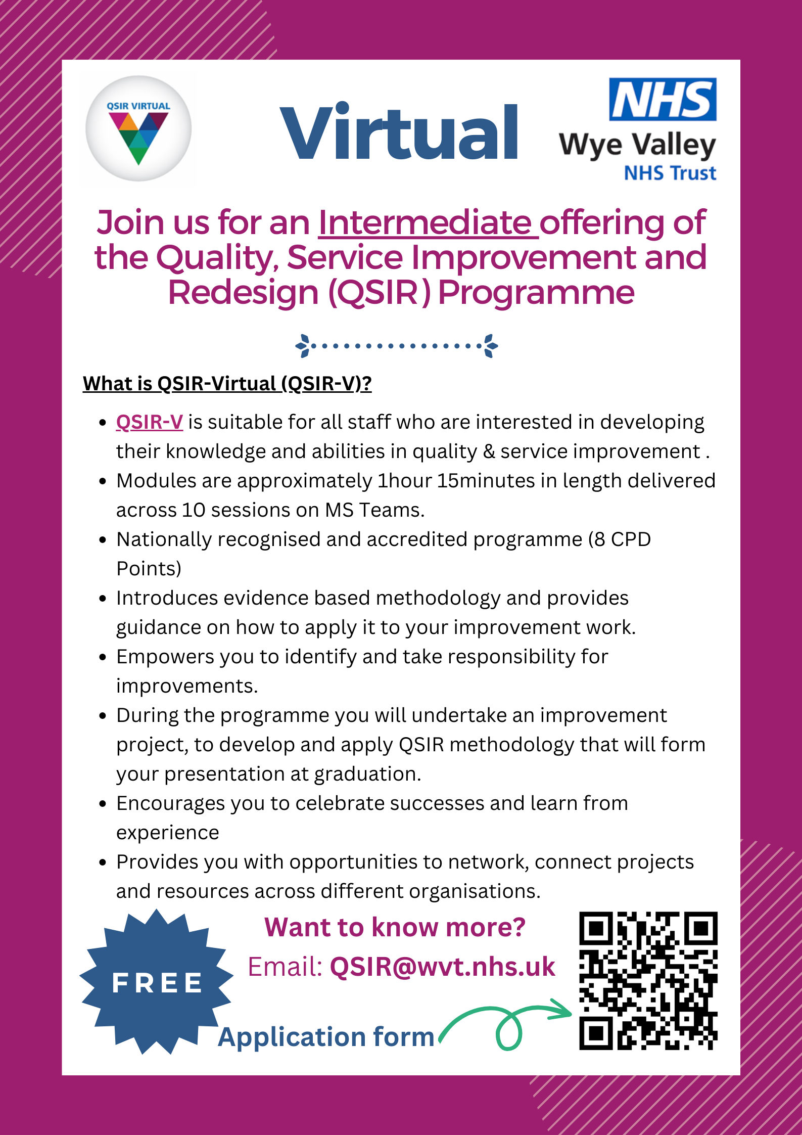 Quality, Service Improvement & Redesign (QSIR) Virtual Program